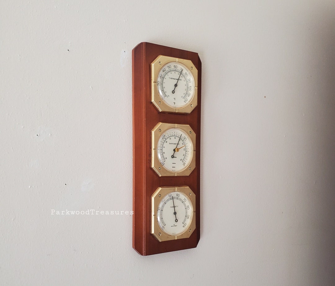 Vintage Working Barometer, Weather Station Sunbeam Temperature ...