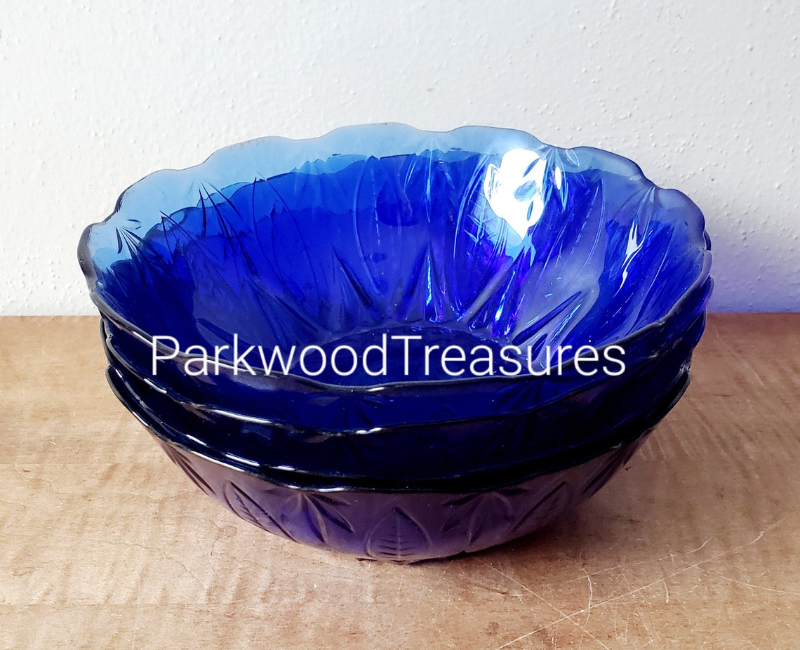 Vintage Avon Royal Sapphire Dinnerware Set: Cobalt Blue Glass, 4 Guests ...