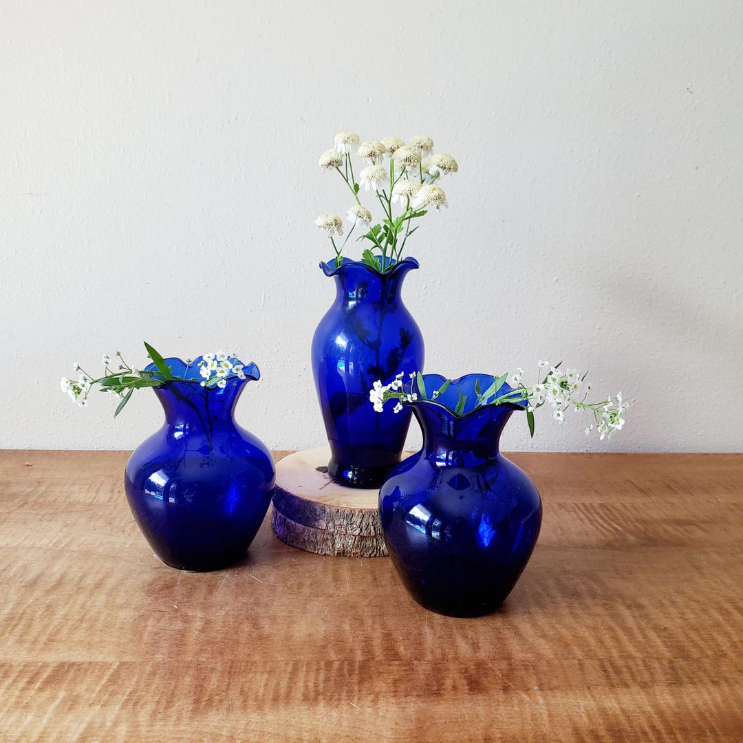 Blue Vases 3 Vintage Indiana Glass Cobalt Blue Bud Vases - Etsy