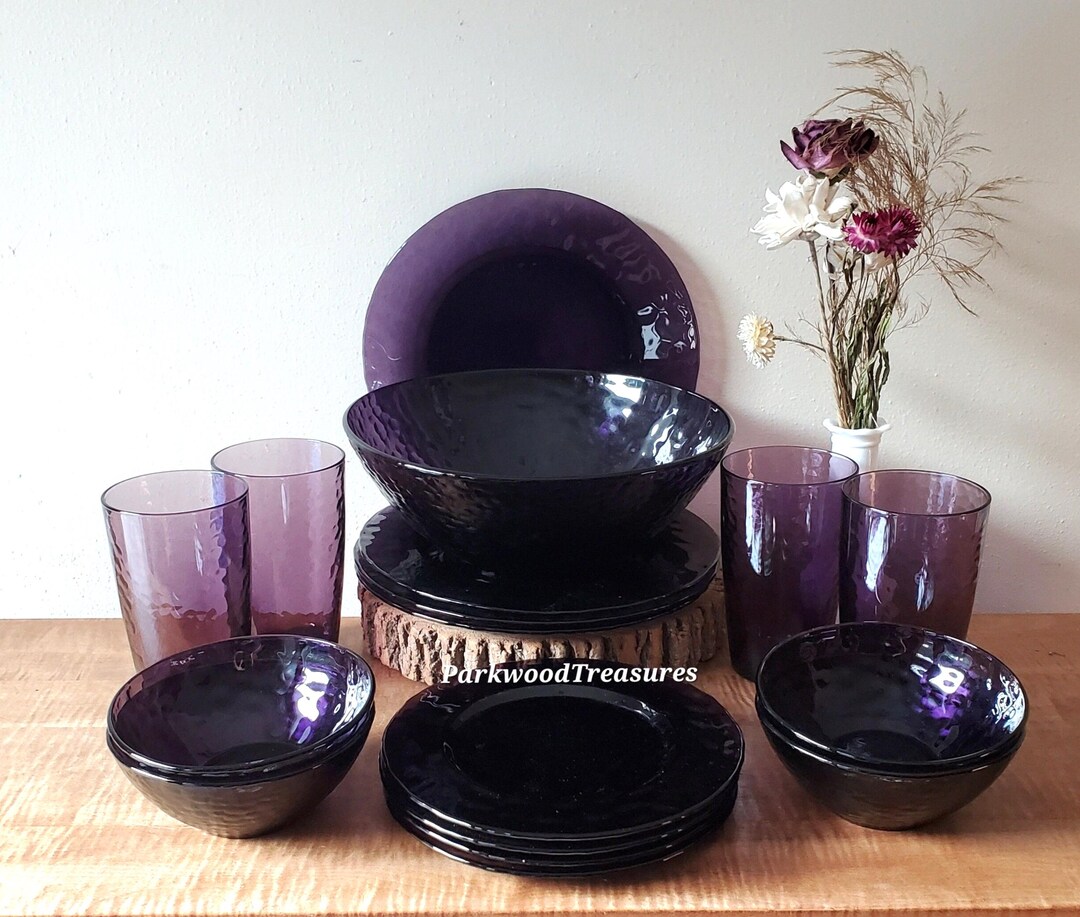 Vintage Bormioli Rocco Studio Palatina Purple Amethyst Dinnerware Set ...