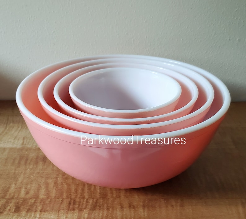 Vintage Pyrex Pink Mixing Bowl Nesting Bowls Set of 4 Bowls /details in ...