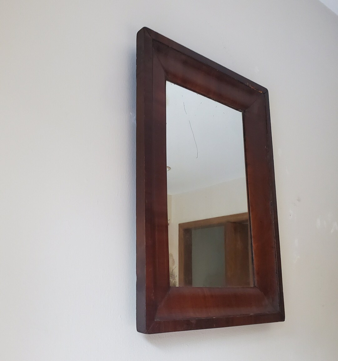 Antique Wood Framed Mirror, Narrow Space Mirror, 21" X 15", Wall ...