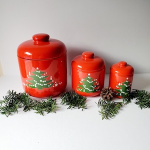 Waechtersbach Red Christmas Ceramic Canisters Vintage Canister Set - Etsy