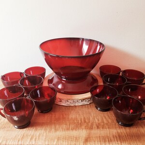 Vintage Punch Bowl Stunning Ruby Red Punch Bowl 12 Cups - Etsy