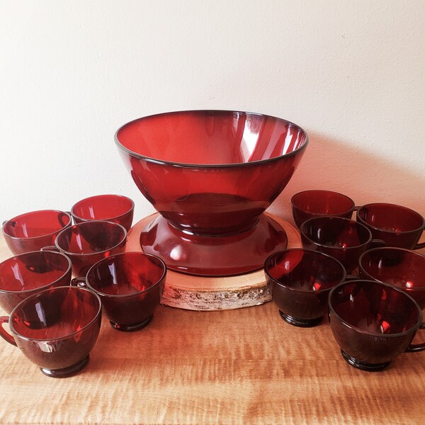 Ruby Red Punch Bowl - Etsy