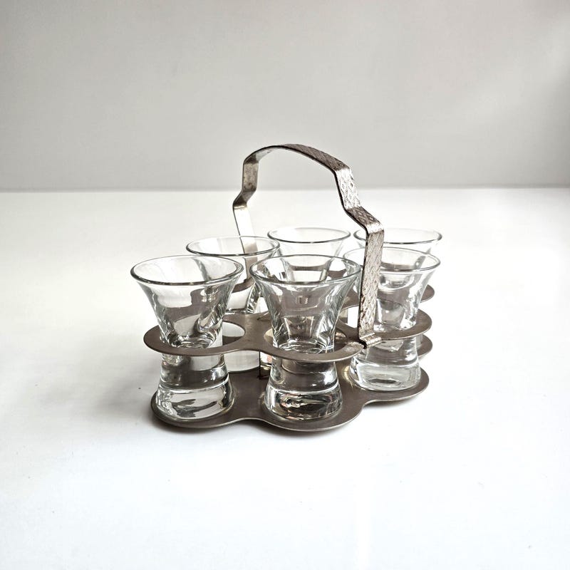 Vintage 6 Glass Caddy - Etsy