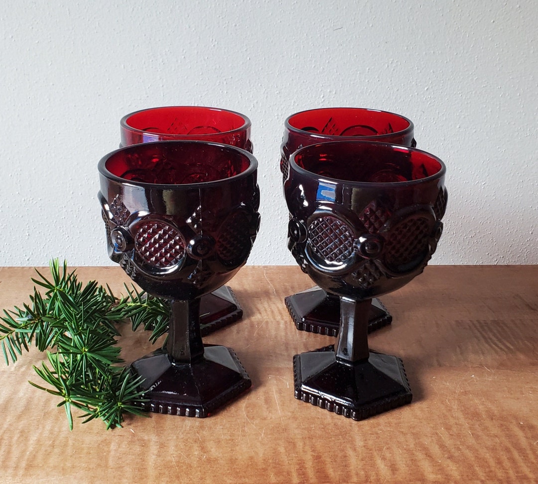 Vintage Avon Ruby Red Wine Glasses, 1876 Cape Cod Set of 4 - Etsy
