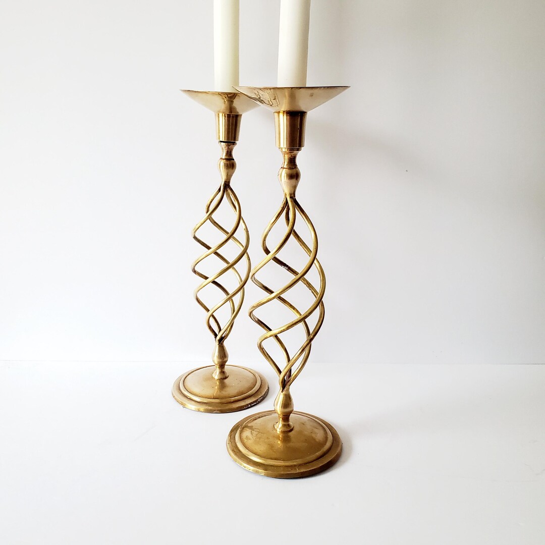 Twisted Brass Candlesticks Elegant Vintage Twisted Candlestick Holders ...