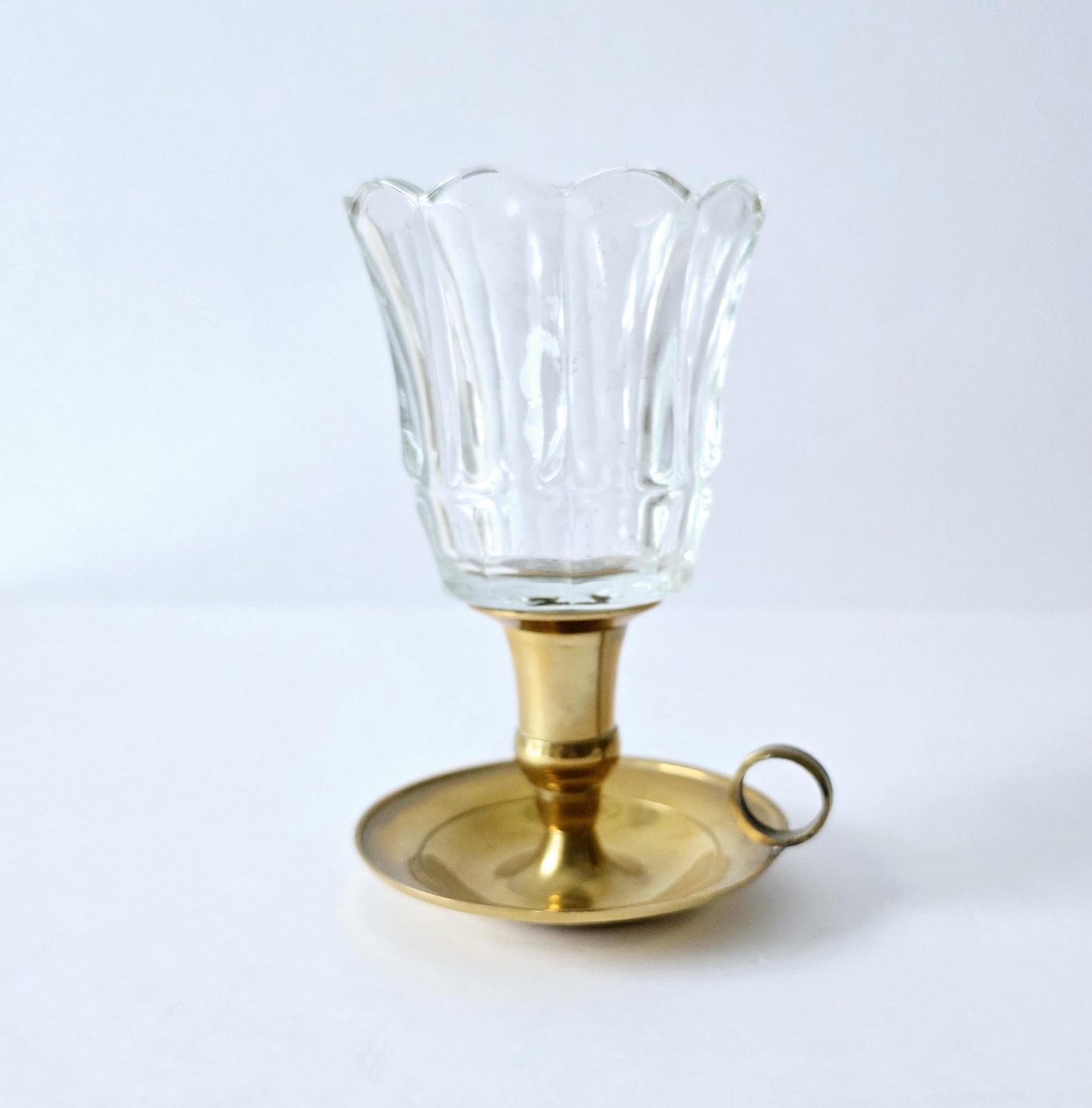 Vintage Brass Chamberstick With Glass Votive Cup /details in ...