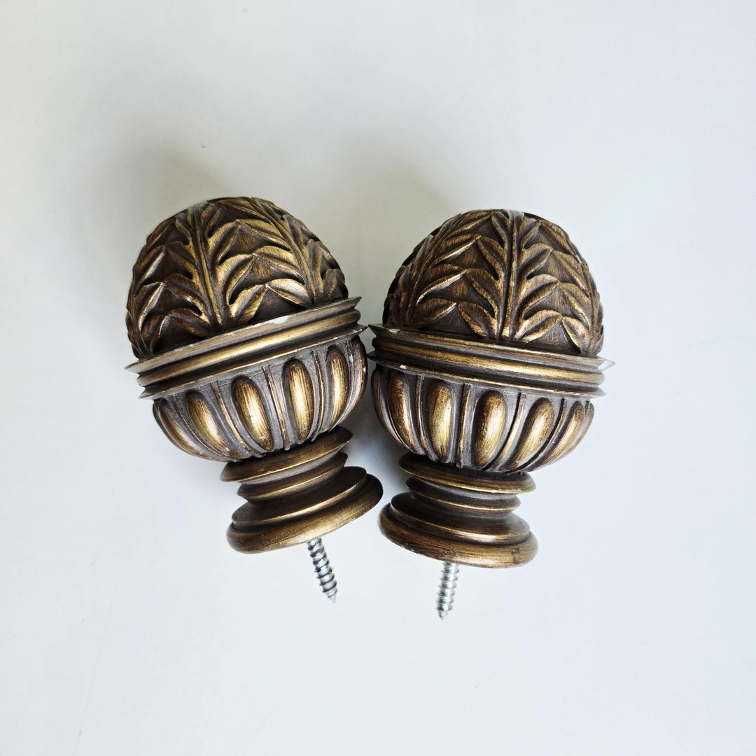 Curtain Rod Finials Vintage Ornate Rod Pole Ends - Etsy