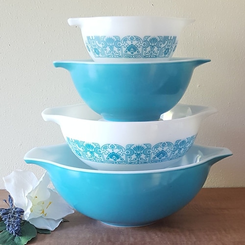 Vintage Pyrex Horizon Blue Cinderella Mixing Bowls Set of 4 - Etsy