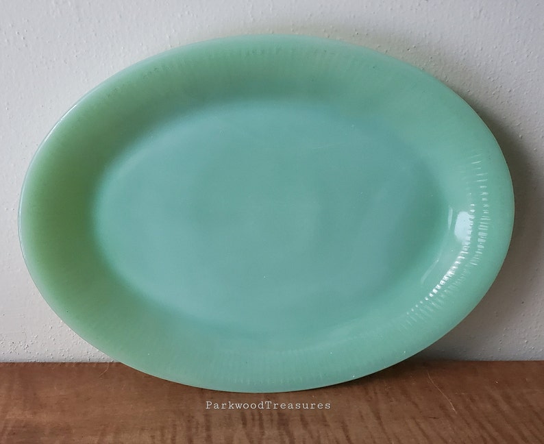 Vintage Fire King Jadeite Dinnerware Set: Jane Ray Green Dishes for 4 ...