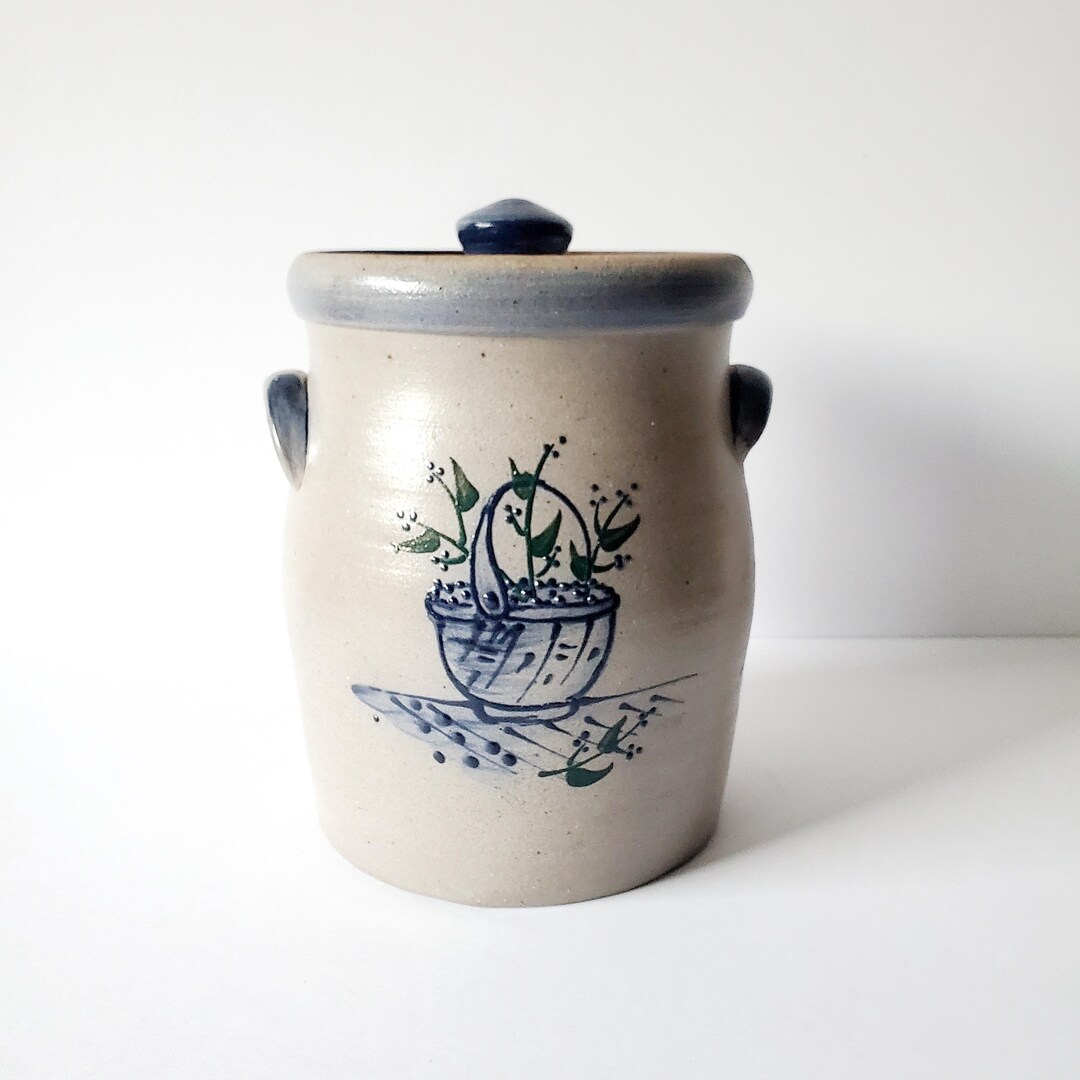 Rowe Pottery Works Crock 7" Vintage Salt Glazed Rowe Pottery Crock With ...