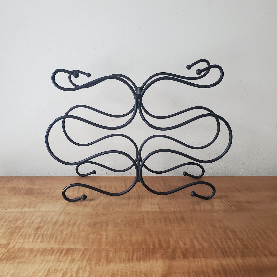 Vintage Wine Rack, Wrought Iron Wine Rack, Black Metal Scroll Wine Rack ...