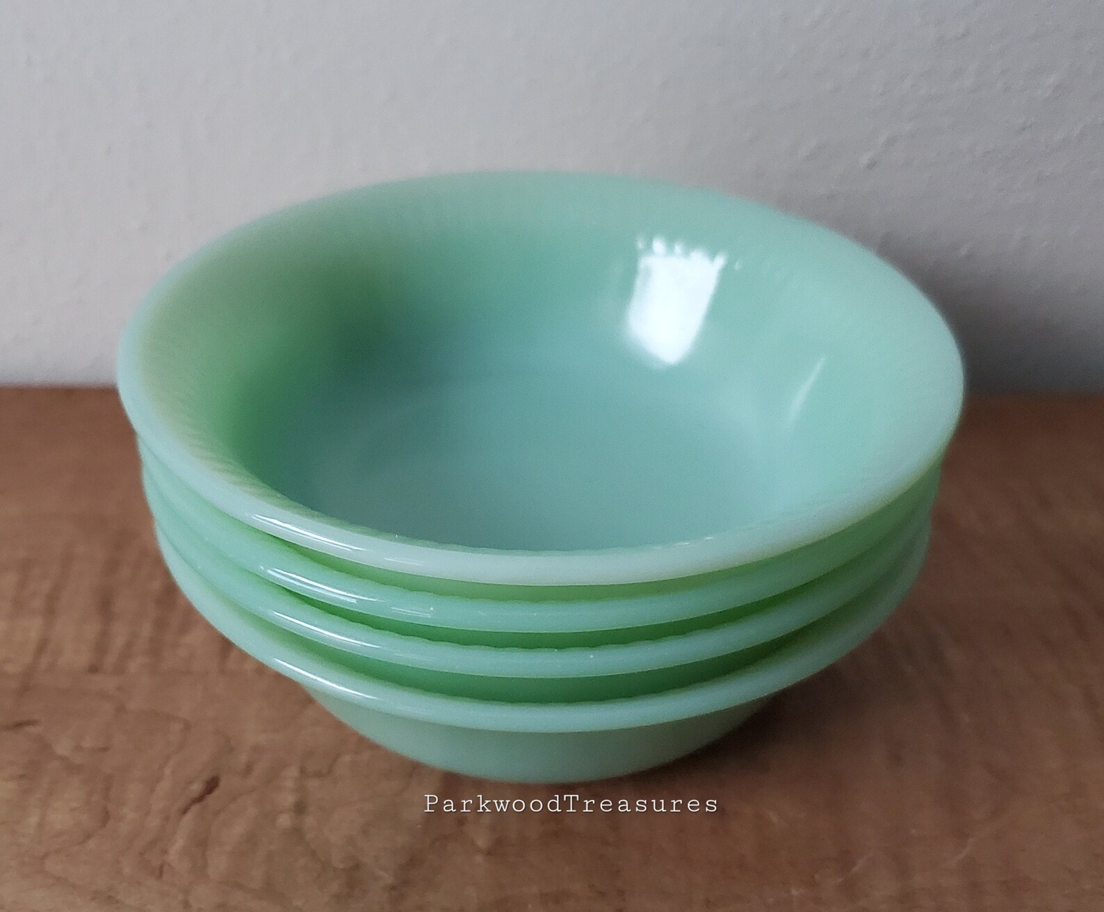 Vintage Fire King Jadeite Dinnerware Set: Jane Ray Green Dishes for 4 ...