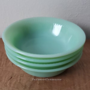 Vintage Fire King Jadeite Dinnerware Set: Jane Ray Green Dishes for 4 ...