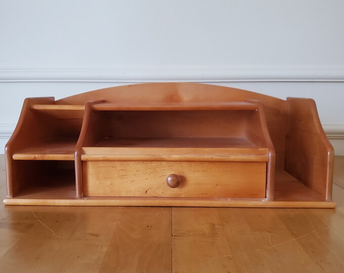Vintage Wooden Desk Caddy, Wooden Counter Organizer, Desk Organization ...