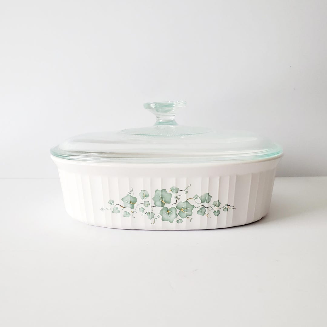 Callaway Ivy Covered Roaster Vintage F12B Corning Ware French White ...