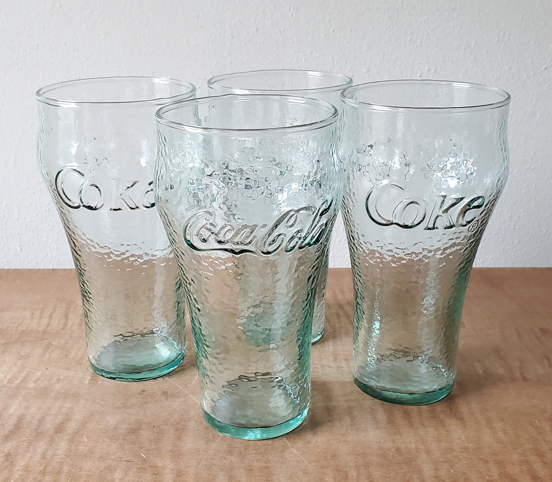 Vintage Coke Tumblers, Coca Cola Glasses, Set of 4, 16 Ounce Green Coke ...