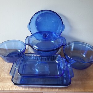 Vintage 7 Piece Pyrex Anchor Hocking Cobalt Blue Glass Baking Set - Etsy