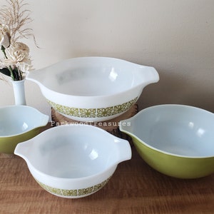 Vintage Pyrex Autumn Floral Verde Cinderella Mixing Bowl Set - Etsy