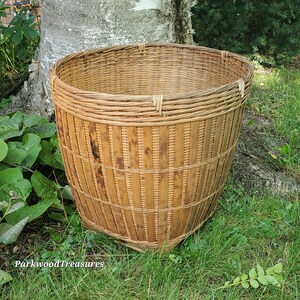 Vintage Large Bamboo Plant Basket, Large Split Bamboo Basket, Hamper - Etsy