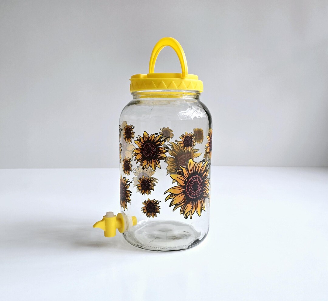 Sun Tea Jar Vintage Glass Gallon Ice Tea Jar Sunflowers - Etsy