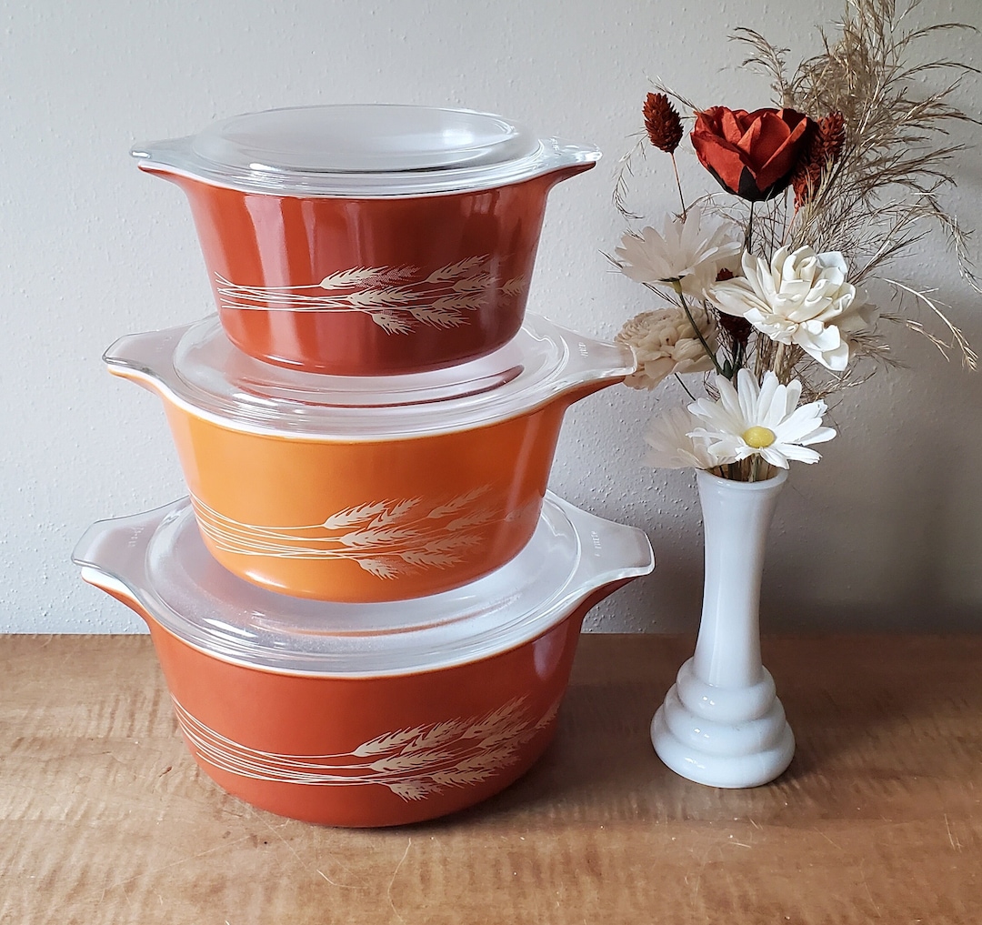Pyrex Autumn Harvest Casseroles and Lids Vintage Pyrex - Etsy