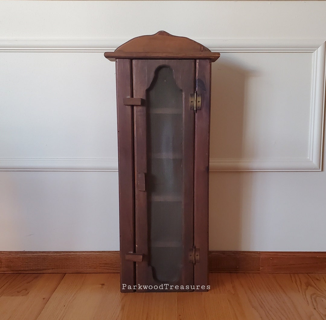 Vintage Wood Display Cabinet, Wall Display Cabinet, Large Wood Shelving ...