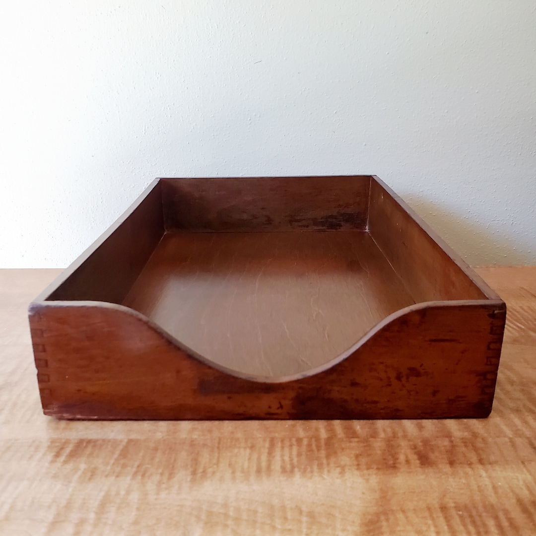 Wood Paper Tray Vintage Desk File - Etsy