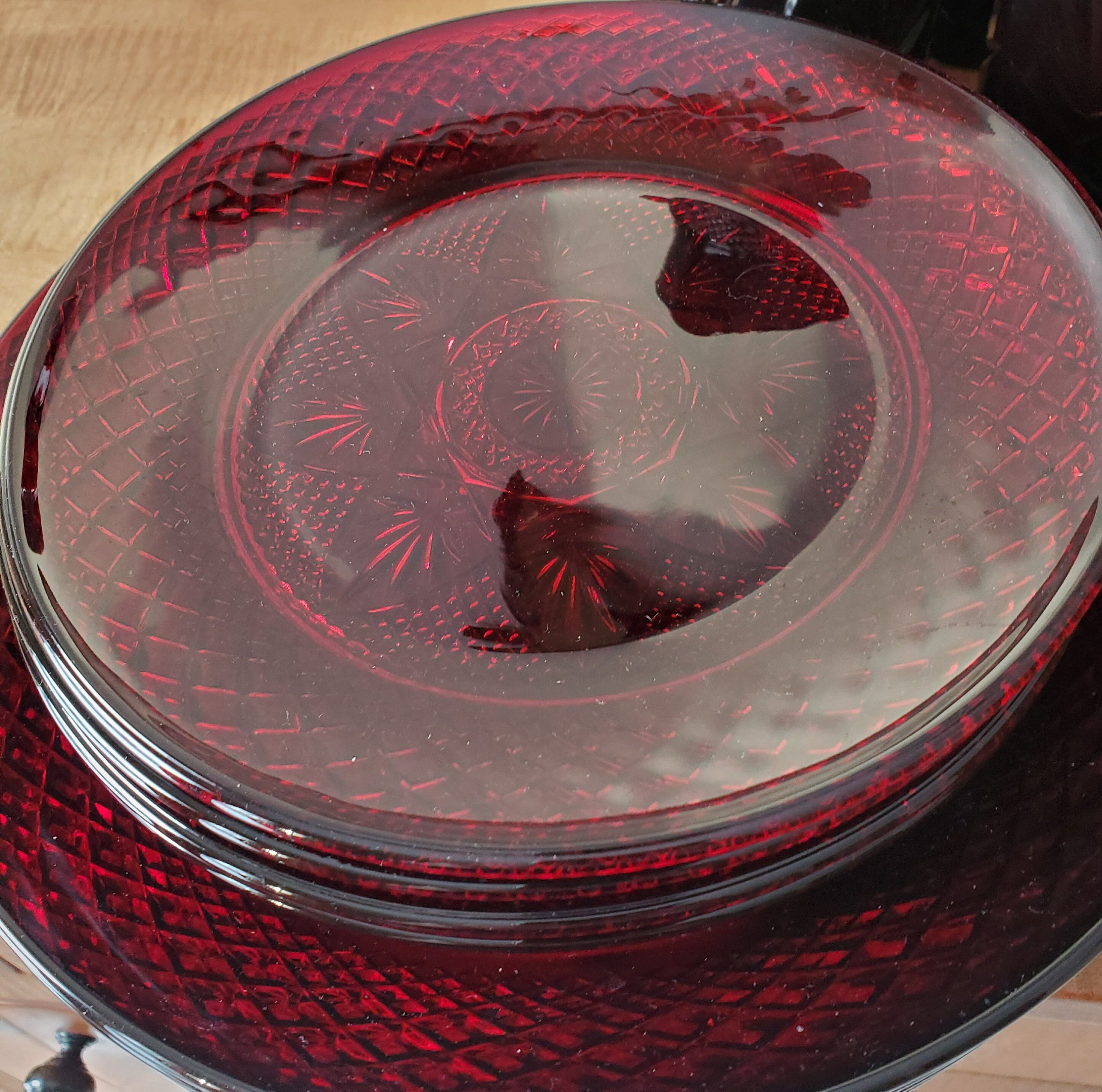 Vintage Ruby Red Glass Dinnerware 16 Pc Set for 4 Guests - Etsy
