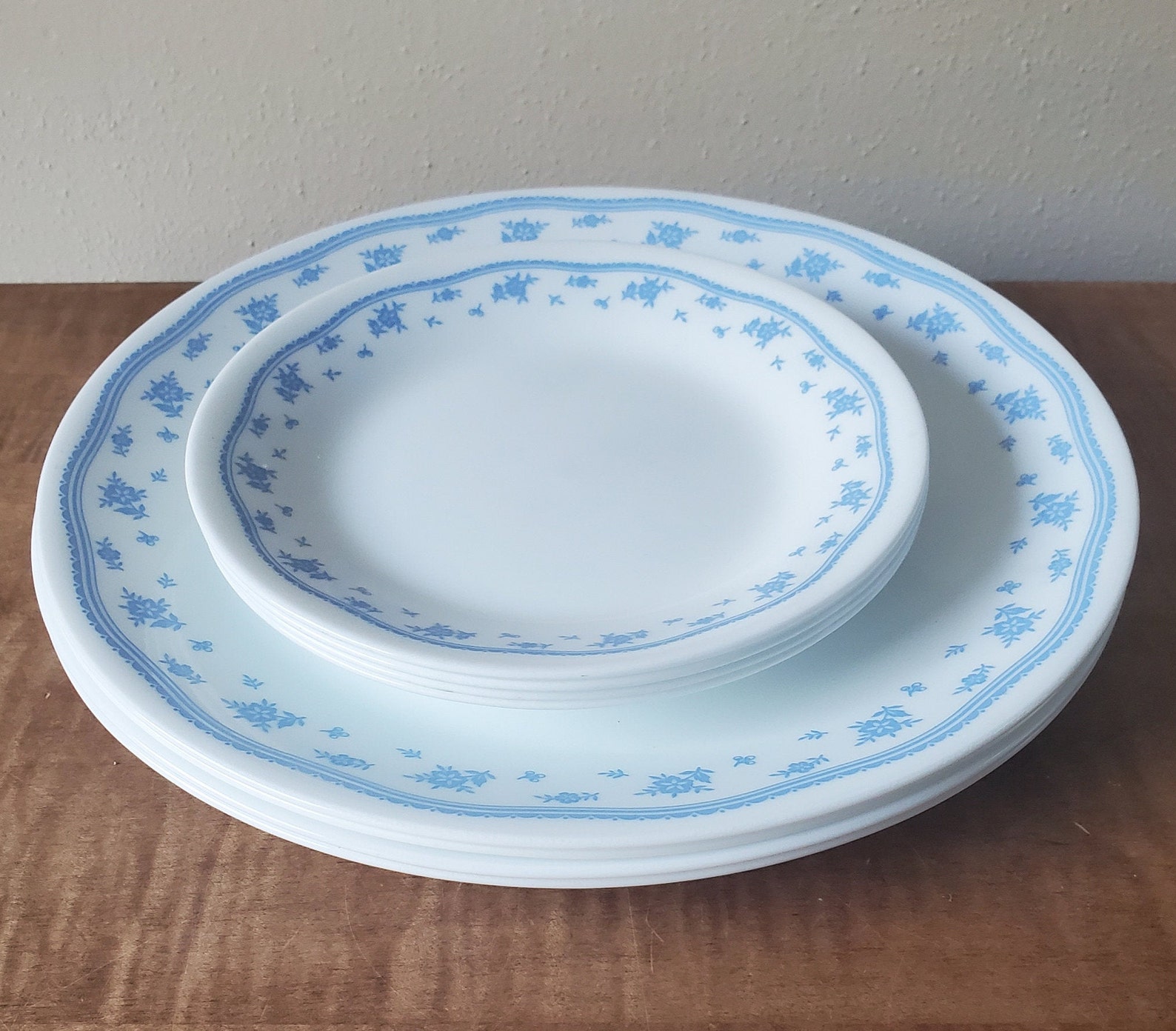Vintage Corelle Morning Blue Dinnerware 21 Piece Set | Etsy