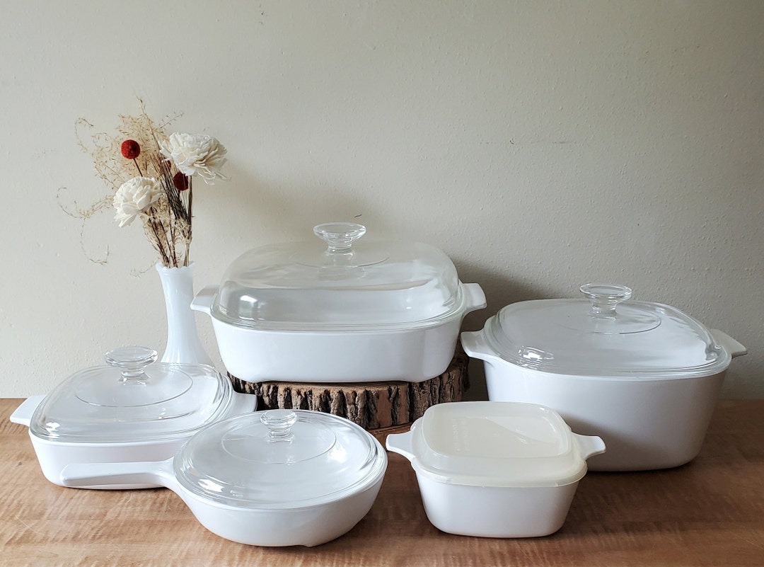 Vintage Corning Ware Casserole Set Corningware All White Casserole Set ...