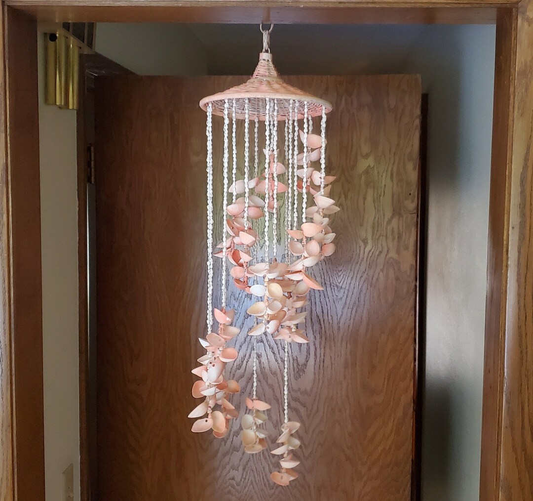 Vintage Shell Chandelier, Sea Shell Wind Chime, Sea Shell Mobile, - Etsy