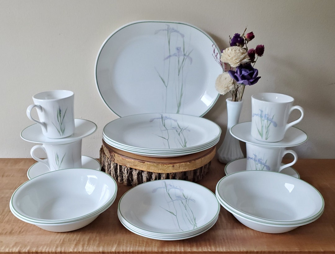 Shadow Iris 21 Piece Vintage Corelle Dinnerware Set for 4 Guests - Etsy