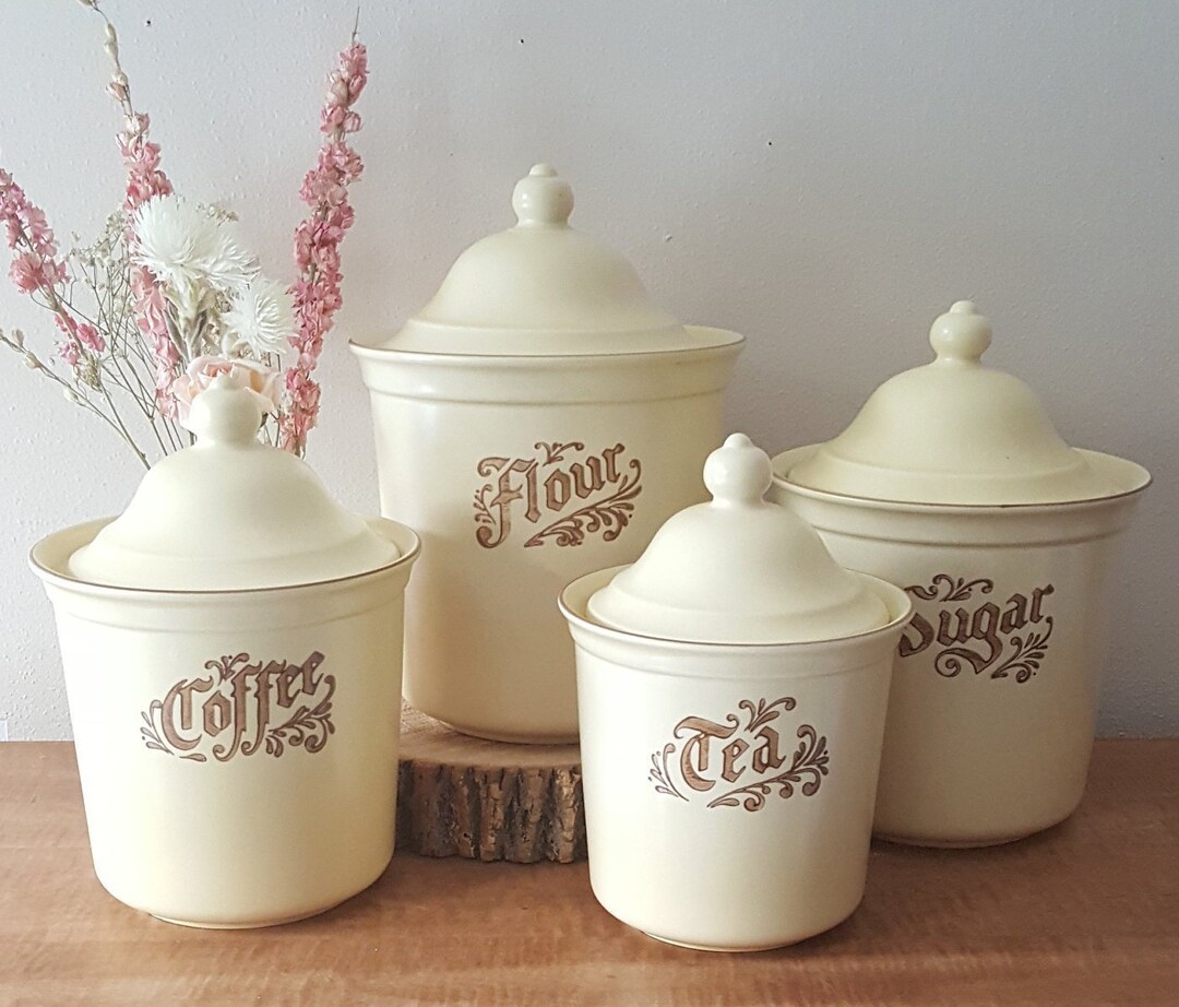 Vintage Pfaltzgraff Village Canister Set of 4 Ceramic Canisters - Etsy