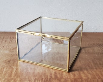 Vintage Glass Box Glass Display Case Brass & Glass Display - Etsy