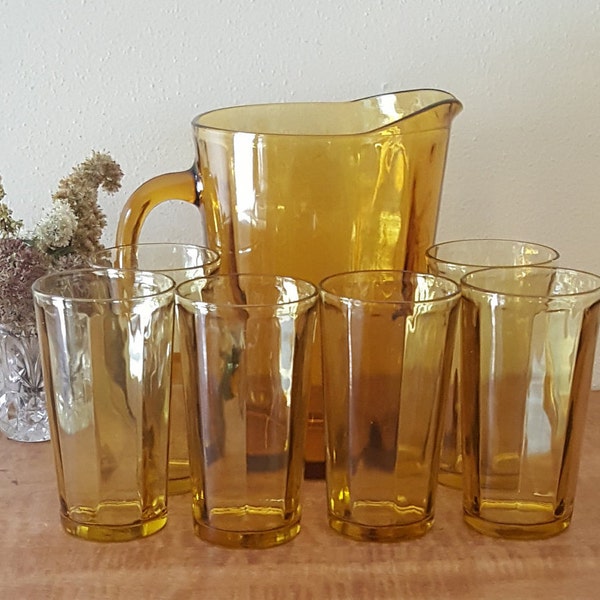 Glass Pitcher Set - Etsy