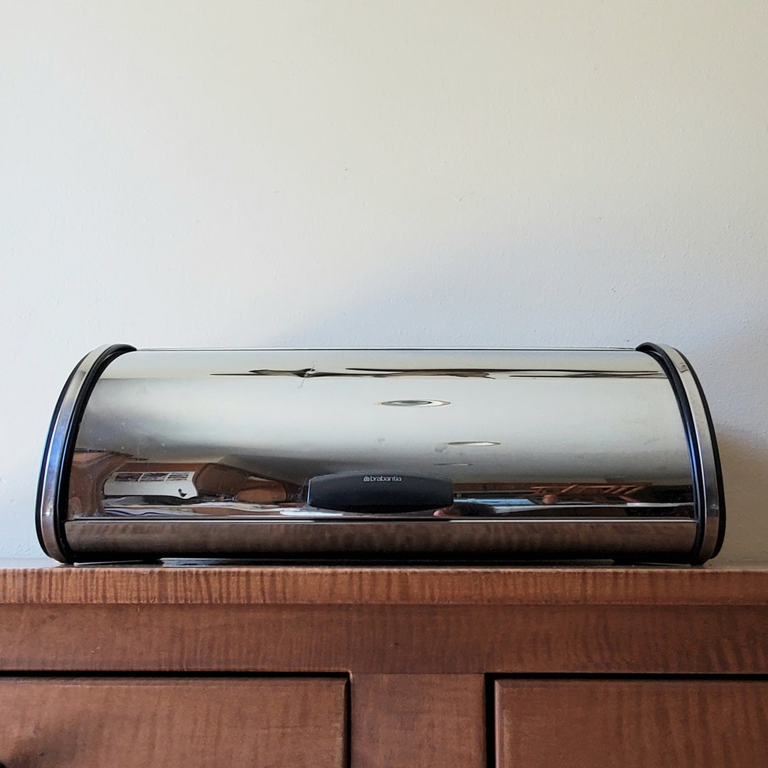 Vintage Stainless Steel Bread Box, Dutch Large Rolltop Bread Box ...