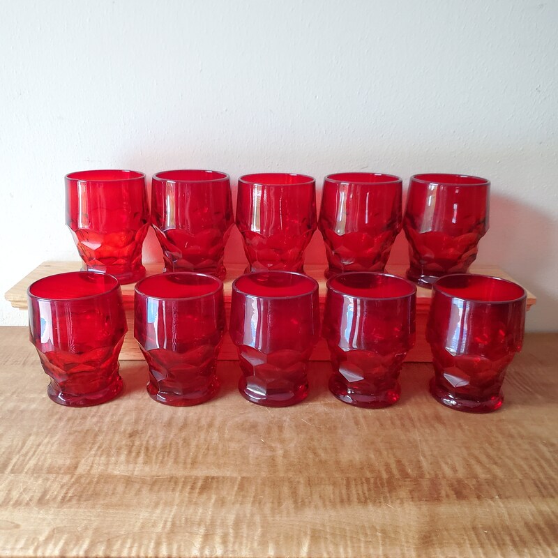Red Glassware - Etsy
