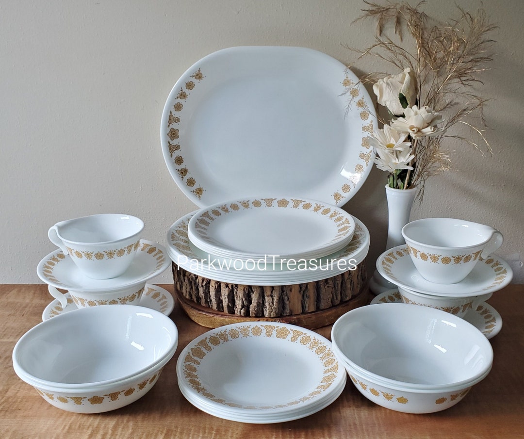 Vintage Corelle Butterfly Gold Dinnerware 25 Piece Set for 4 - Etsy
