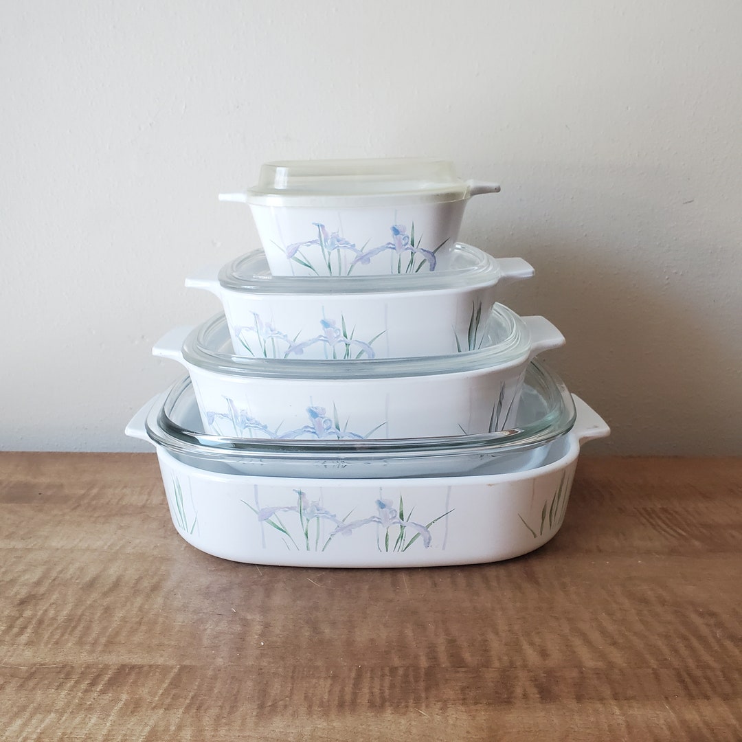 Vintage Corning Ware Shadow Iris Casserole Set: 4 Dishes + Lids /details in Description - Etsy