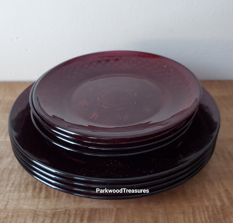 Vintage Ruby Red Glass Dinnerware 16 Pc Set for 4 Guests - Etsy