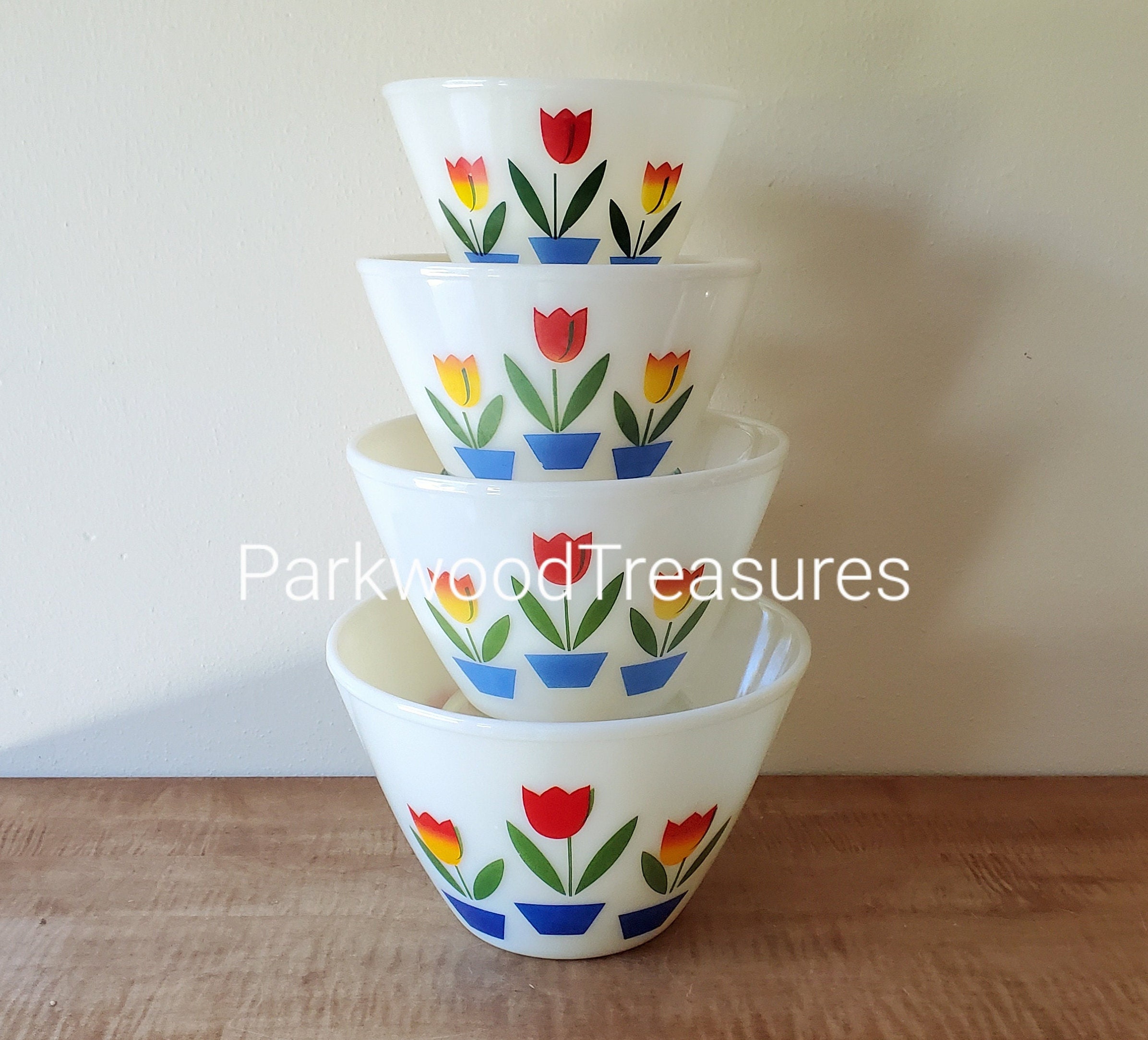 Fire King Tulip Mixing Bowls