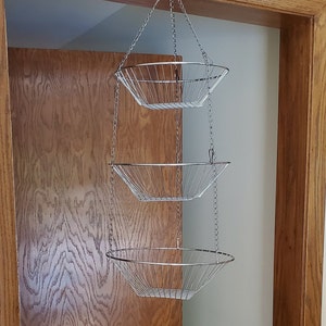 Vintage 3 Tier Hanging Baskets, Chrome Wire Hanging Baskets, Great for ...