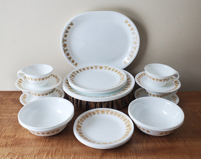 Vintage Corelle Butterfly Gold Dinnerware 25 Piece Set for 4 - Etsy