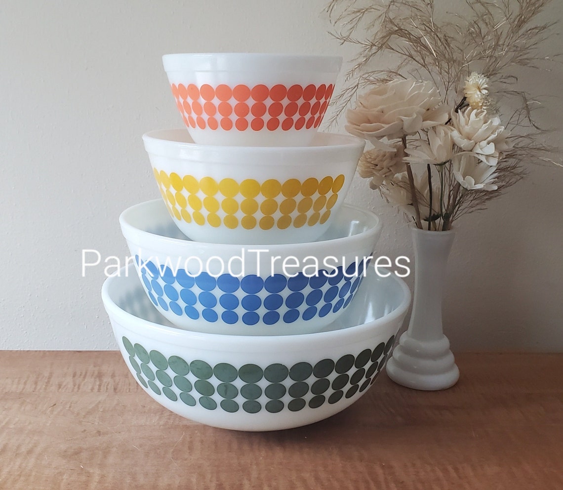 Vintage Pyrex Mixing Bowls Pyrex Dots Mixing Bowl Set of 4 - Etsy