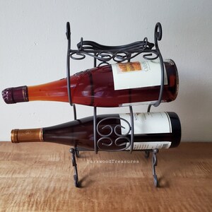 Vintage Wine Rack, Narrow Space Tabletop Countertop Small Metal Wine ...