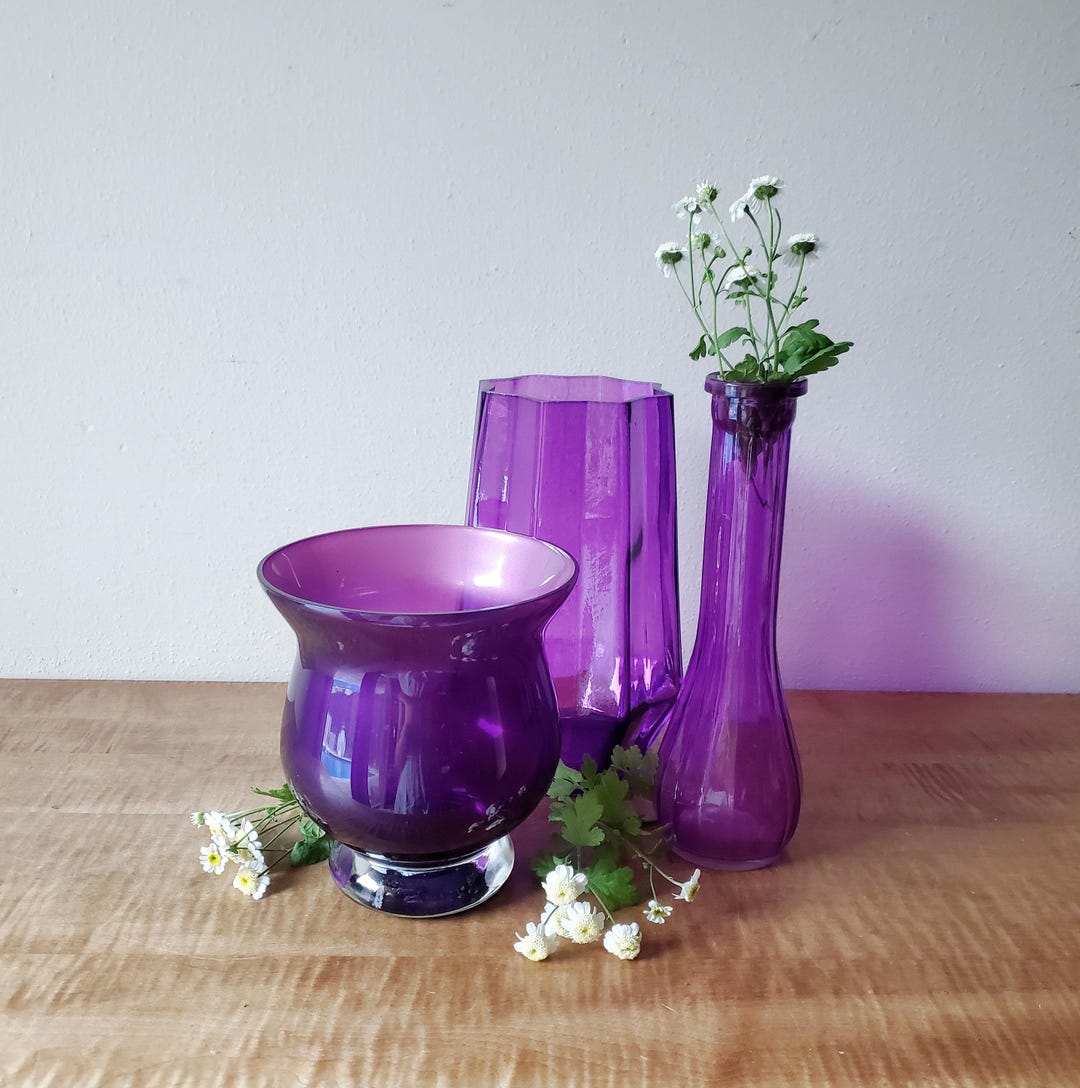 Vintage Art Deco Violet Purple Vases - Etsy