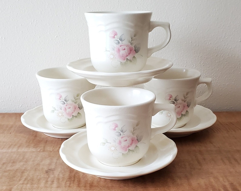 Vintage Pfaltzgraff Tea Rose Dinnerware 24 Piece Set for 4 /details in ...